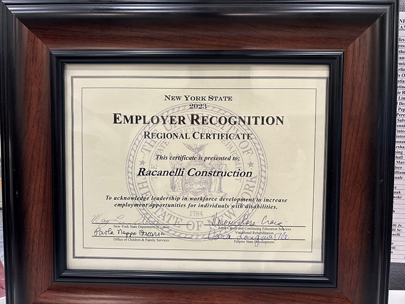 Racanelli Construction honored by NY State Education Dept. : NYREJ